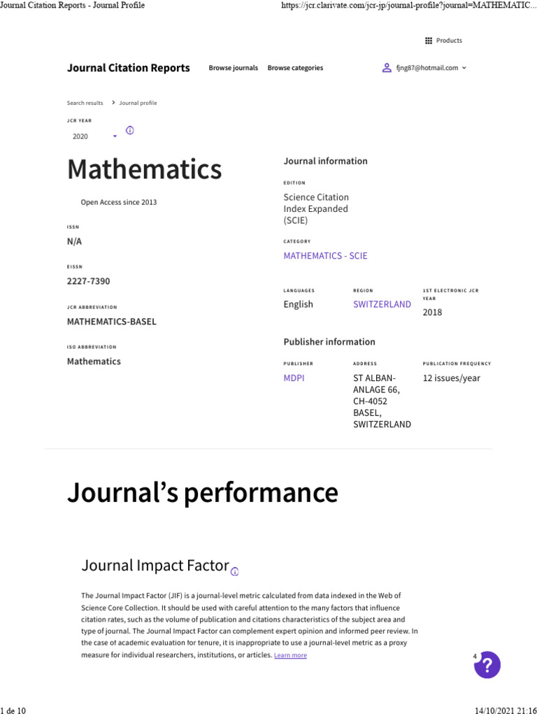 Mathematics: Journal Impact Factor | PDF | Science | Scholarly Communication
