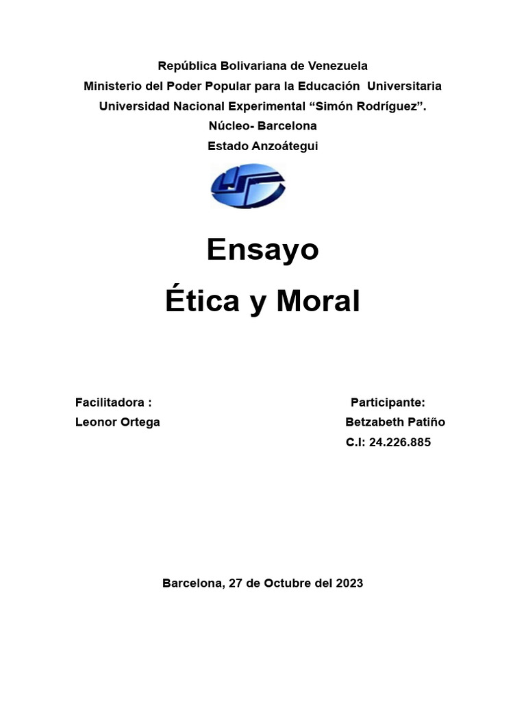 Ensayo de Ética y Moral | PDF | Moralidad | Liderazgo