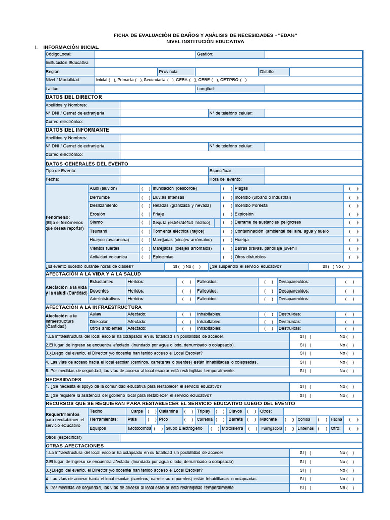 FICHA-EDAN | PDF | Tormentas | Peligros Naturales