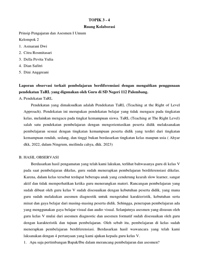 Dini Anggraeni Kelompok 2 - (T3.4 Ruang Kolaborasi) - MK PPA | PDF