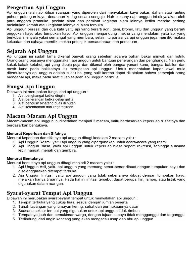Pengertian dan Sejarah Api Unggun | PDF
