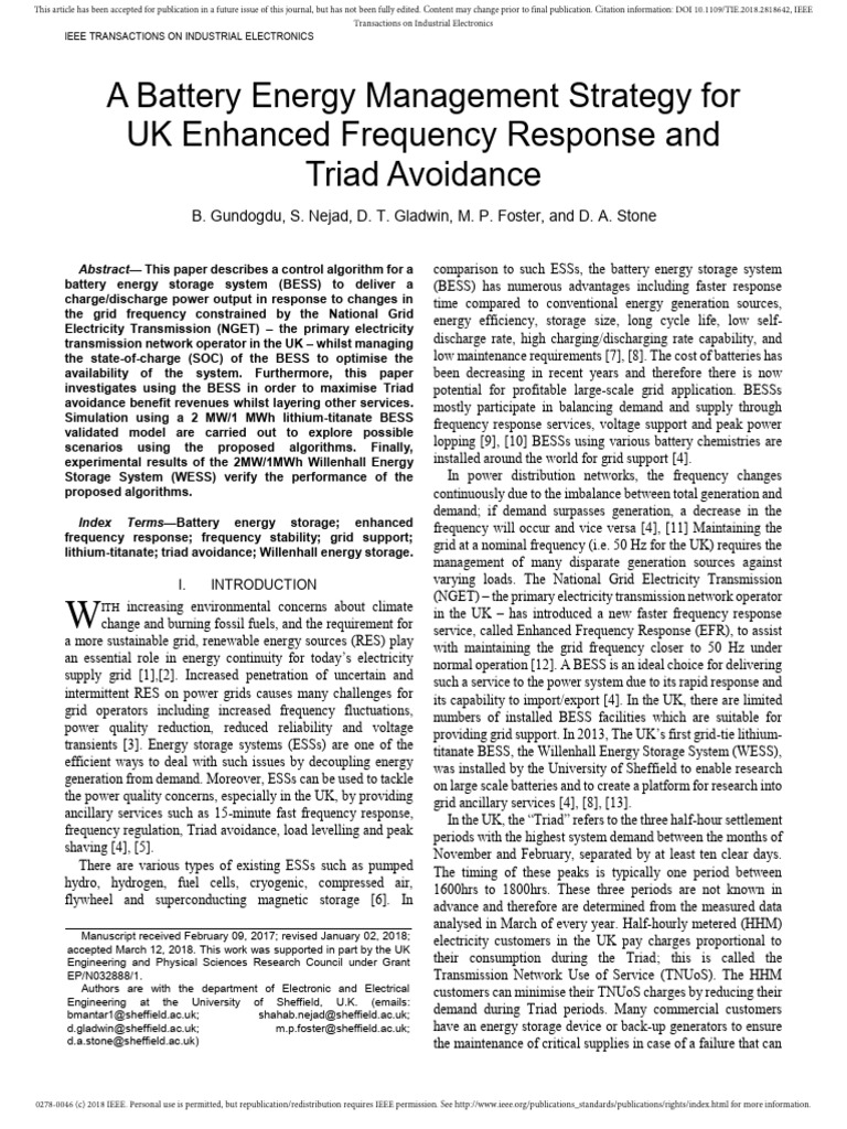 BESS_Energy management strategi for | PDF | Electrical Grid | Energy Storage