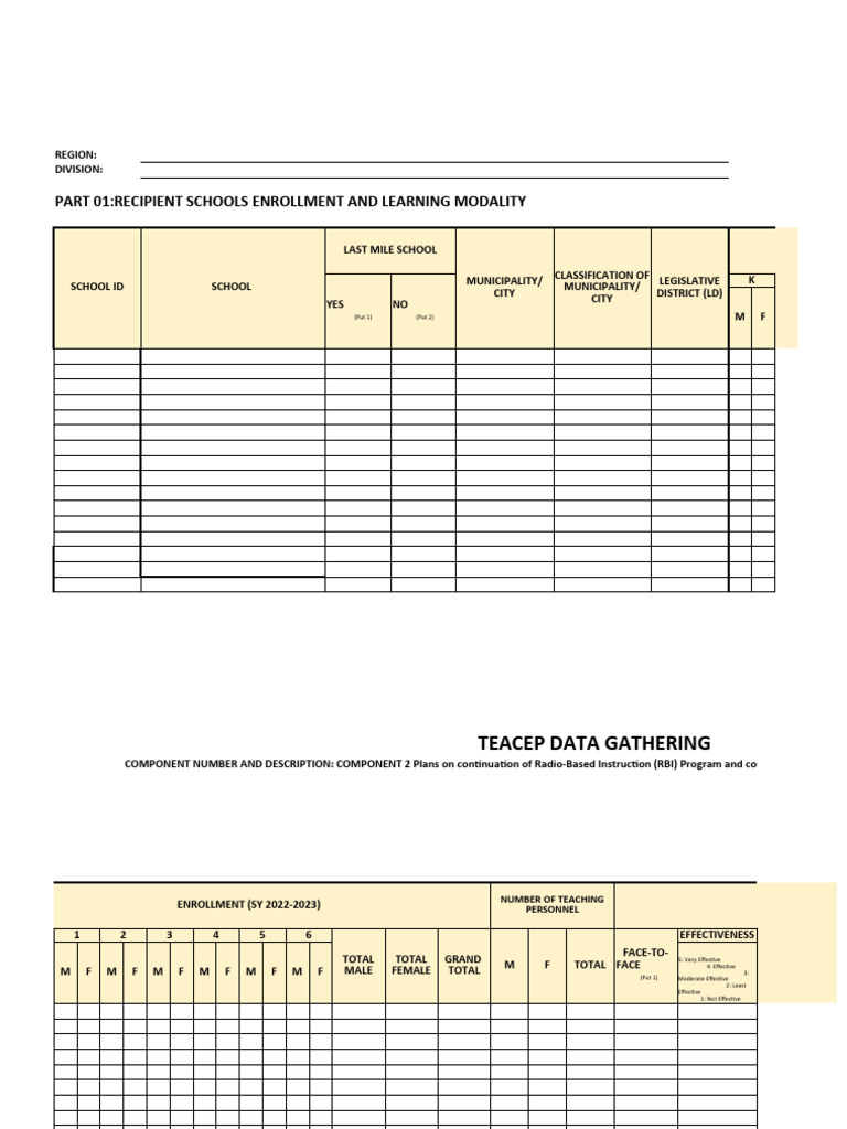 Encl 1 Data Gathering Form Ey | PDF | Literacy | Swot Analysis