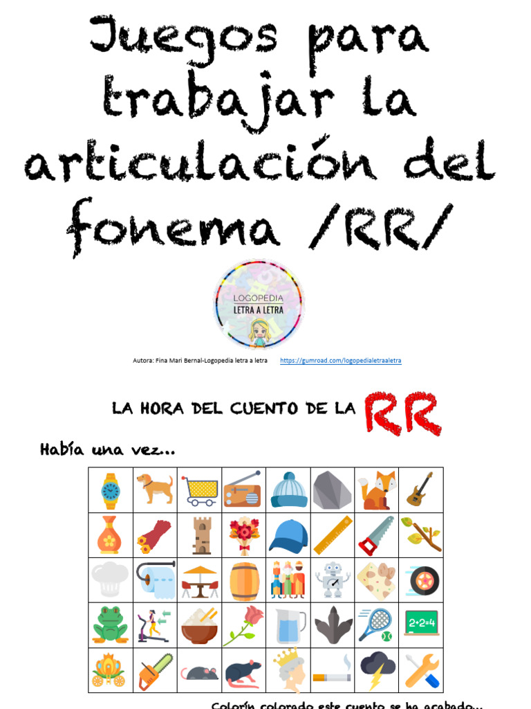 Juegos para Mejorar la Articulación del Fonema /RR/ | PDF