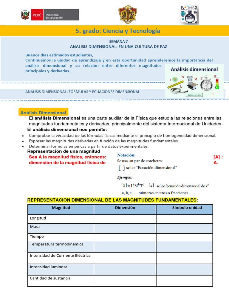 Guia N07 Analisis Dimensional | PDF | Física Aplicada e ...