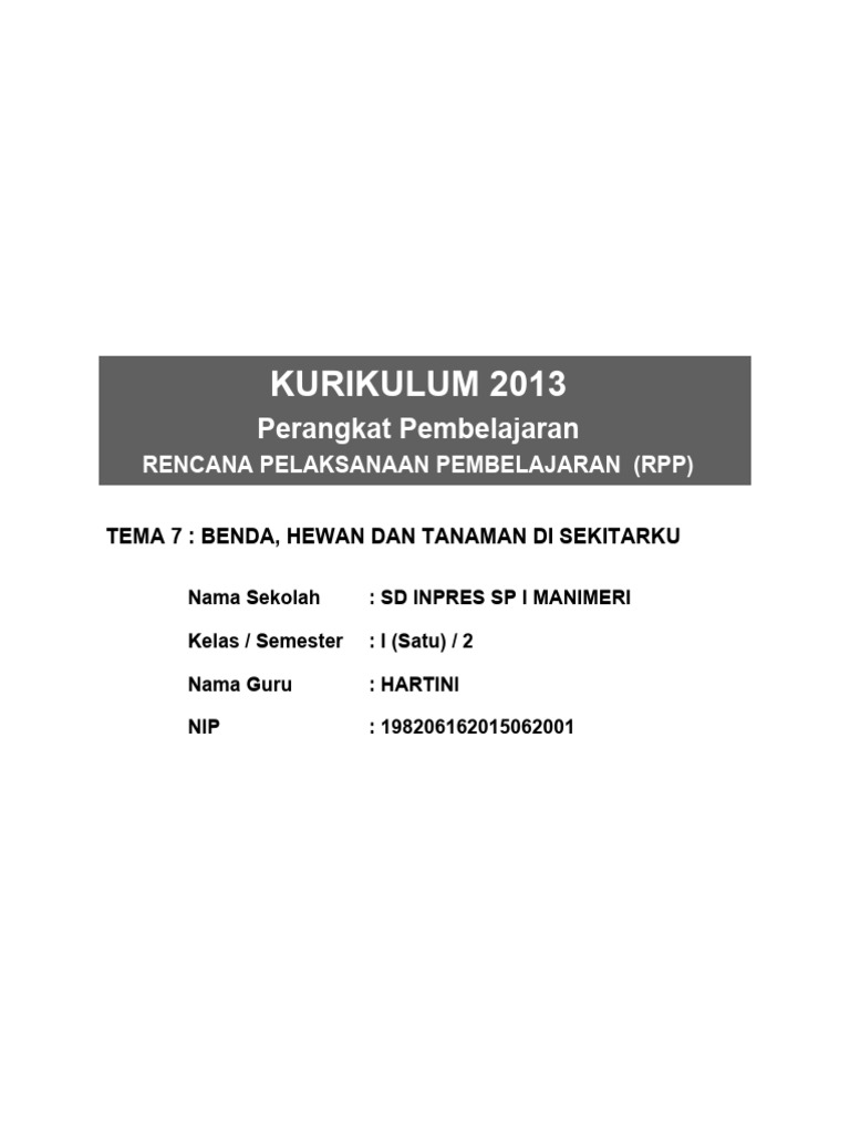 RPP Tema 7 - Hartini | PDF