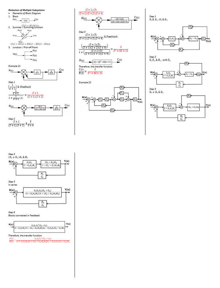 Reduction of Multiple Subsystems (Solution To Example 21 & 22) | PDF | Teaching Methods ...