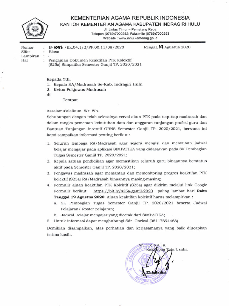 08-03-20 Pengajuan-Keaktifan-Kolektif-S25a | PDF