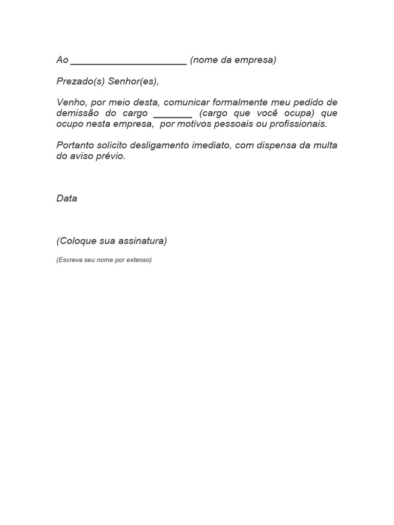 Modelo de Carta - Pedido Dispensa de Multa | PDF