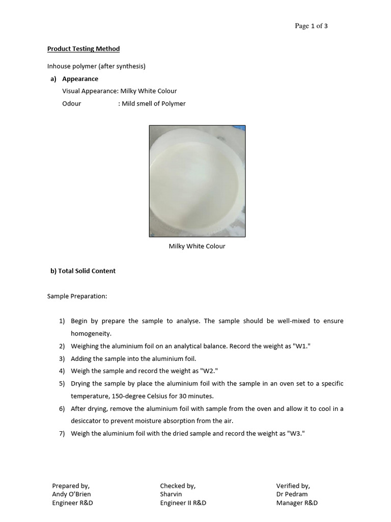 Product Testing Method | PDF | Density | Applied And Interdisciplinary ...