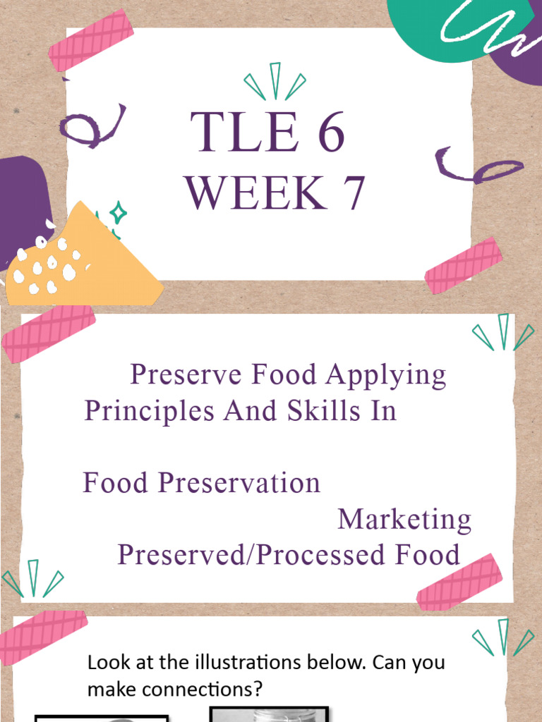 TLE 6 WEEK 7 Preserve Food Applying Principles and Skills in | Download ...