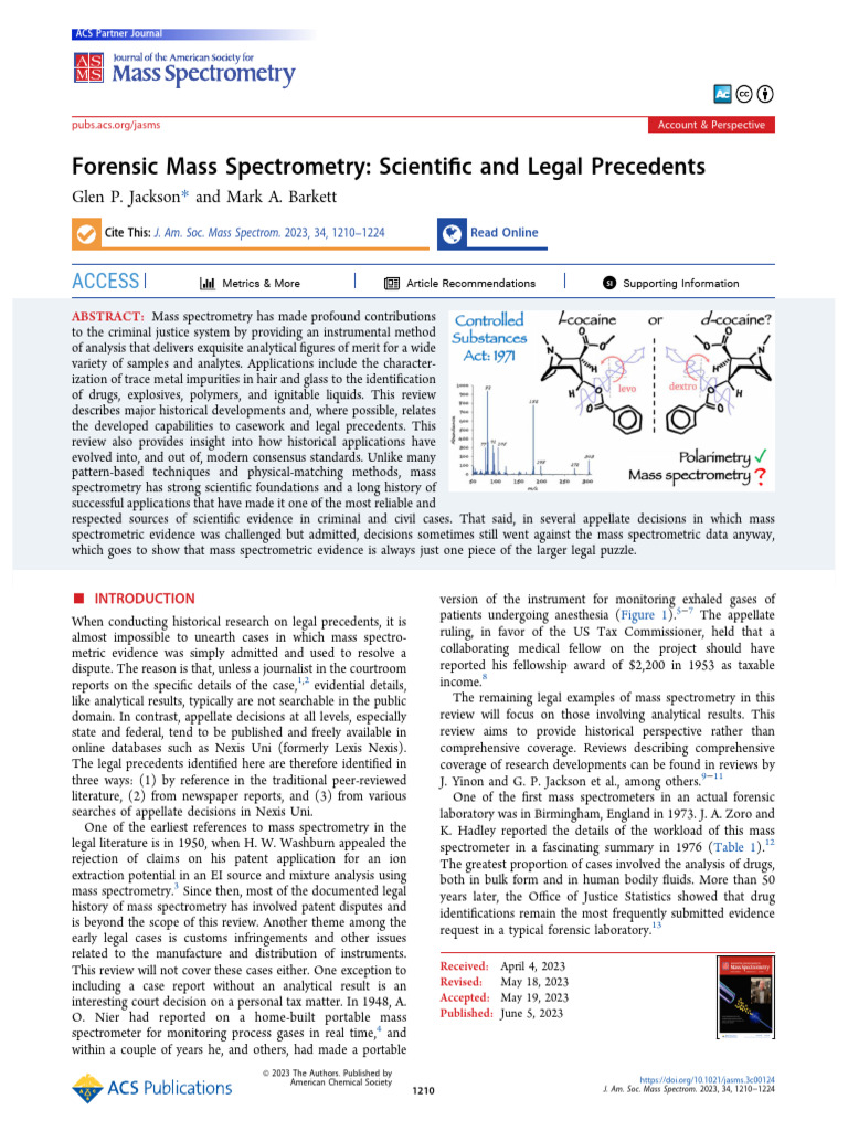 Forensic Mass Spectrometry - Scientific and Legal Precedents | PDF ...