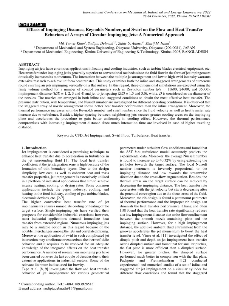 Icmiee22 011 | PDF | Heat Transfer | Fluid Dynamics