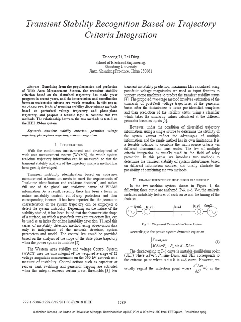 Transient_stability_recognition_based_on_trajectory_criteria_integration | PDF | Information ...