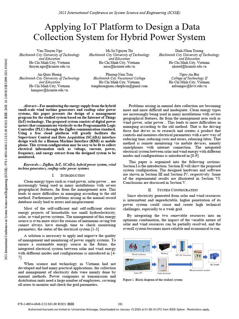 IoT-Based Data Collection for Hybrid Power Systems | PDF | Photovoltaic ...