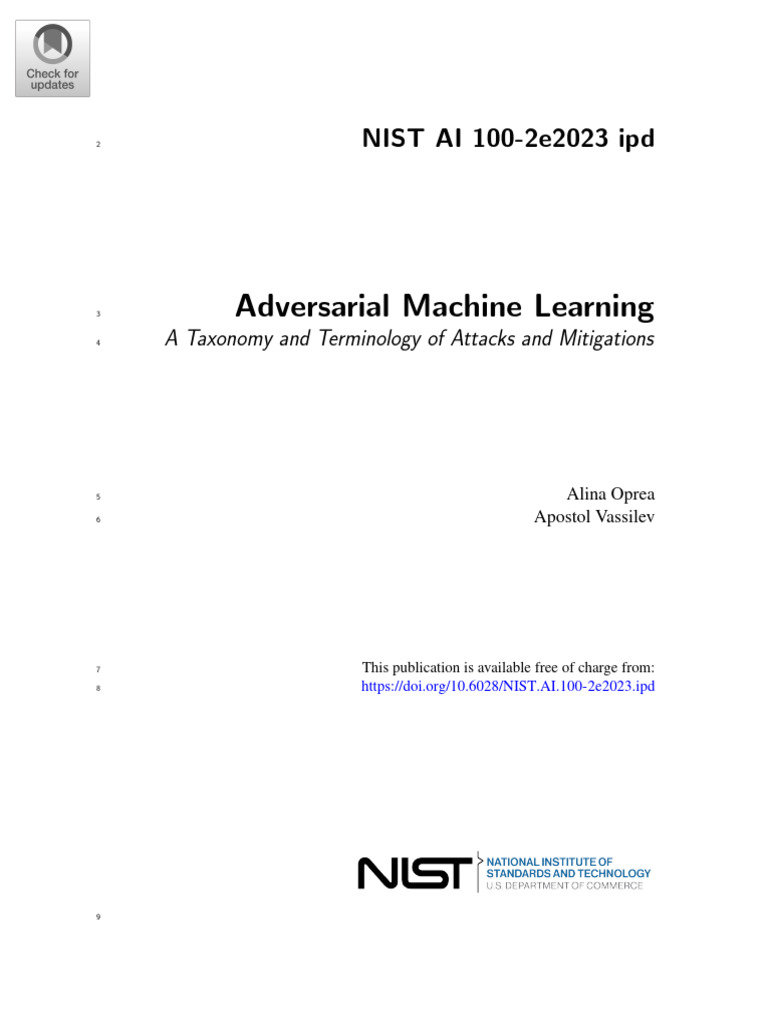NIST.AI.100-2e2023.ipd | PDF | Machine Learning | Artificial Intelligence