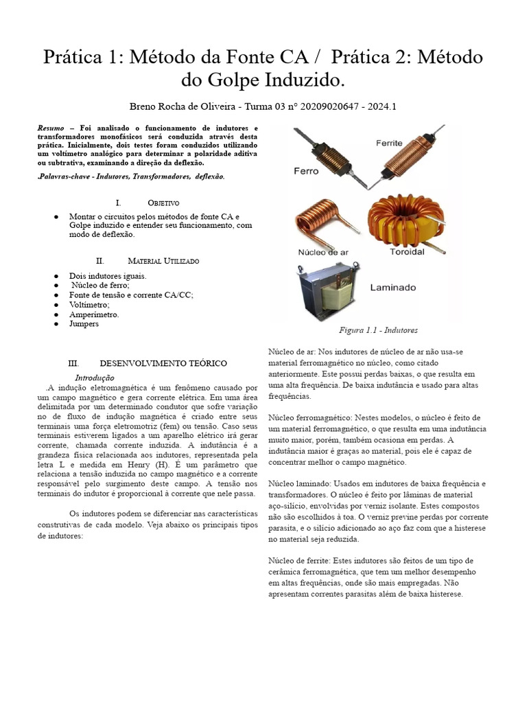 Prática 1 - Método Da Fonte CA - Prática 2 - Método Do Golpe Induzido ...