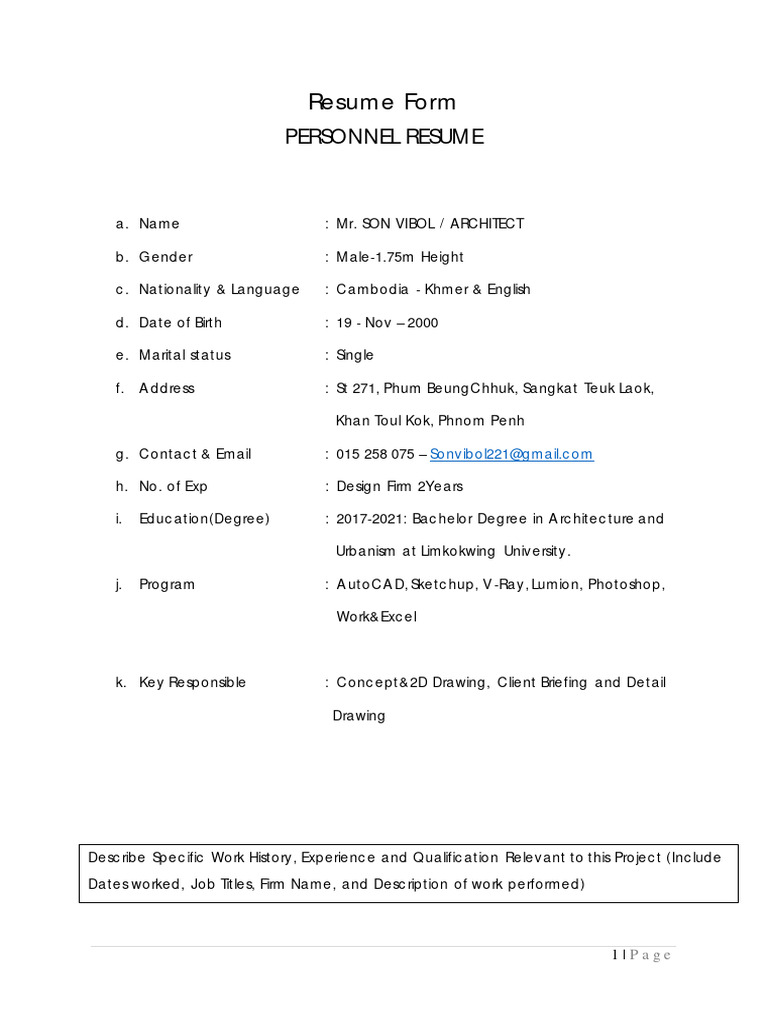 Resume Form | Download Free PDF | Design