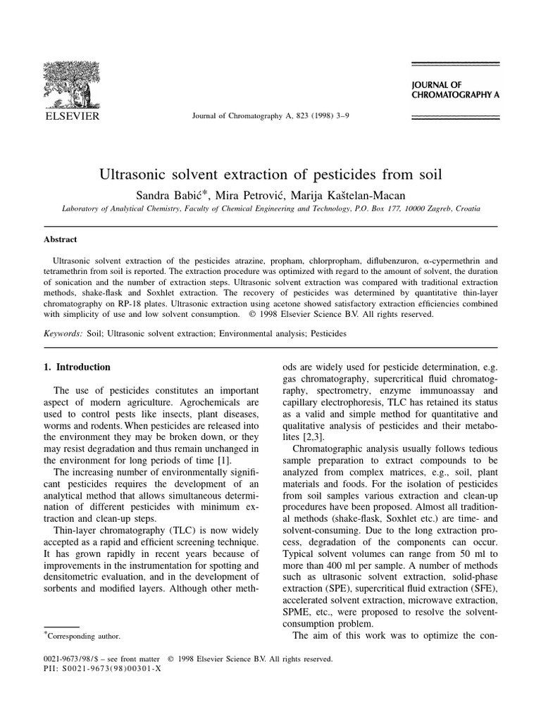 Ultrasonic Extraction of Soil Pesticides | PDF | Thin Layer ...
