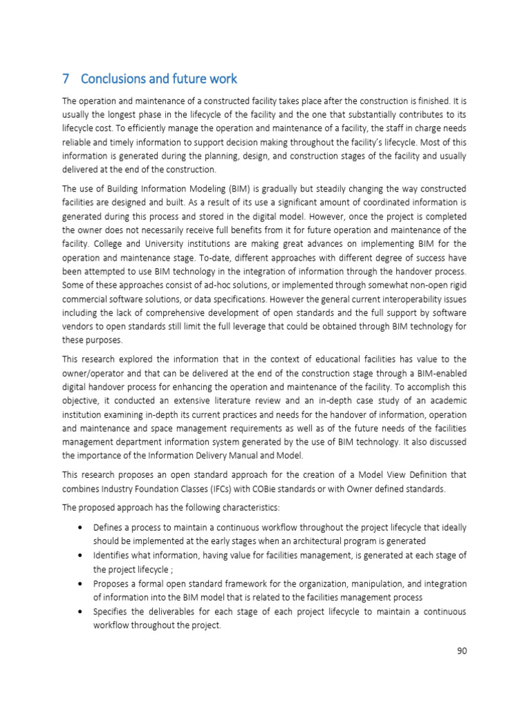 Use of BIM Technology in The Integration of The Handover Process and FM (Conclusions) | PDF ...