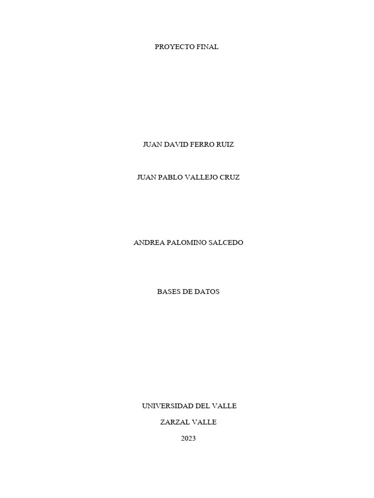 PROYECTOFinal | PDF | Bases de datos | Ingeniería de software