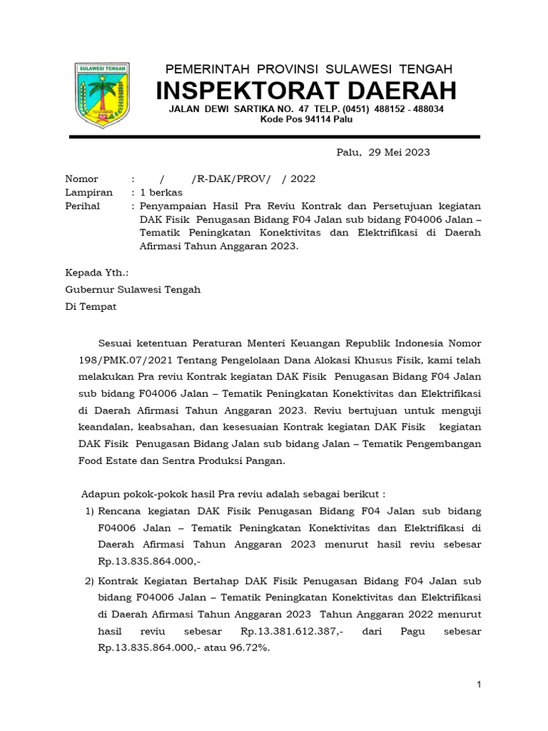 LHR Pra Reviu Dak Fisik Penugasan | PDF