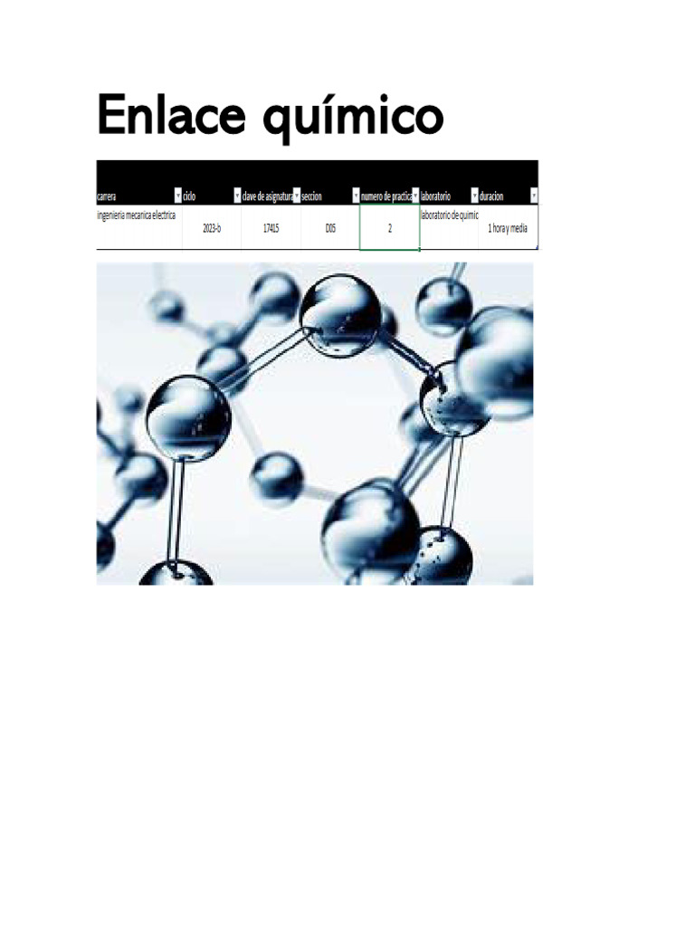 Reporte de Quimica Enlace Quimico | PDF | Enlace covalente | Enlace químico