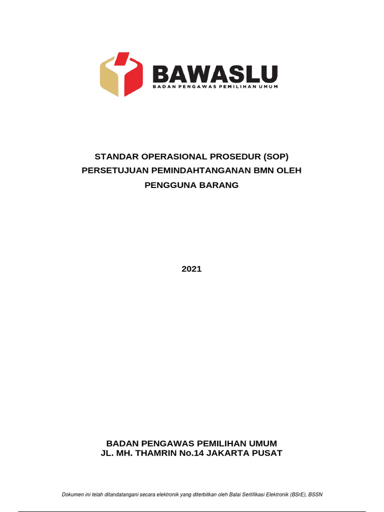 SOP Persetujuan Pemindahtanganan BMN Oleh PB | PDF