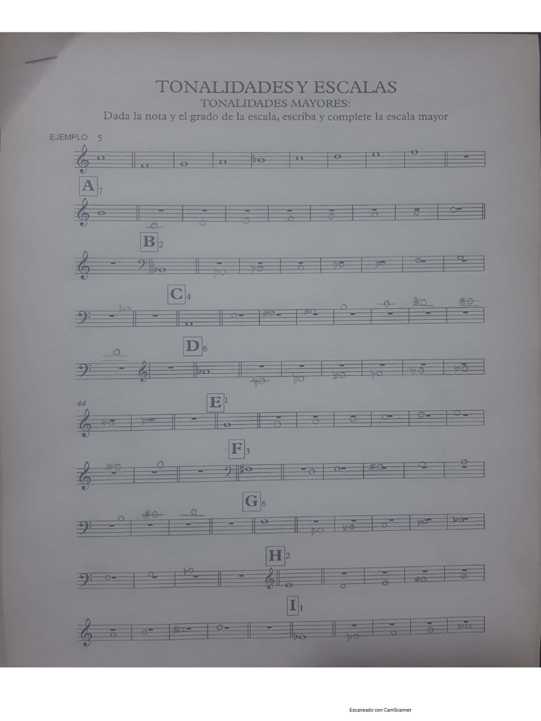 Tarea de tonalidades y escalas | PDF