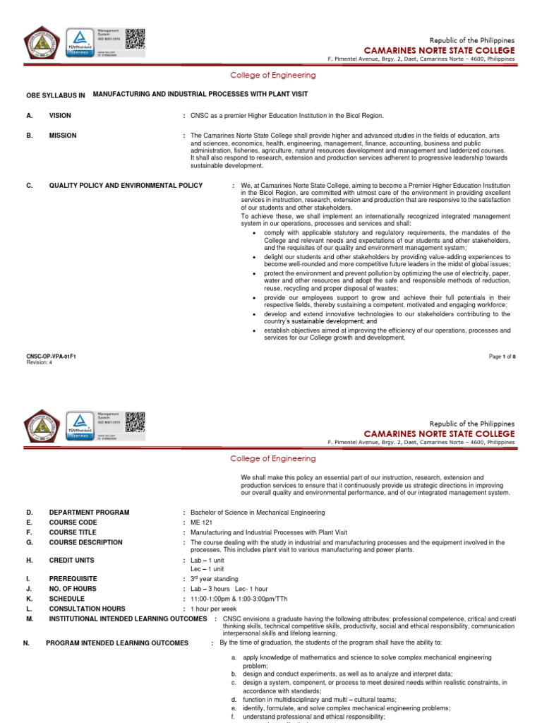 Obe Me 121 | PDF | Engineering | Mechanical Engineering