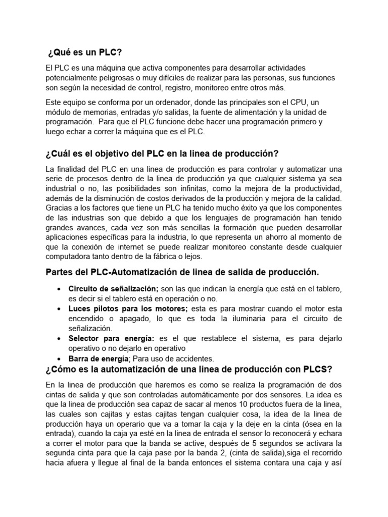 Introducción a los PLC en Producción | PDF | Controlador lógico ...