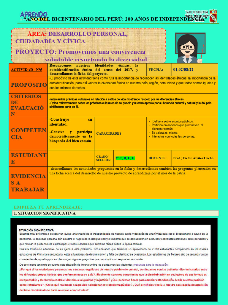 01-02-.08-22 Ficha de DPCC 3° Año. | PDF