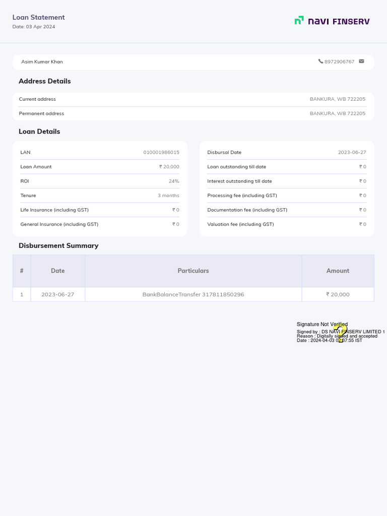Loan Account Statement | PDF | Banking | Loans