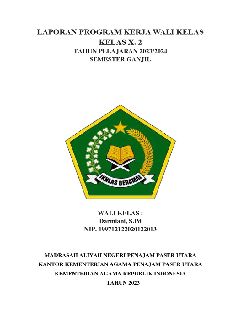 Laporan Program Kerja Wali Kelas X.2 Ganjil Jul Des 2023 | PDF | Karier & Perkembangan | Ilmu Sosial
