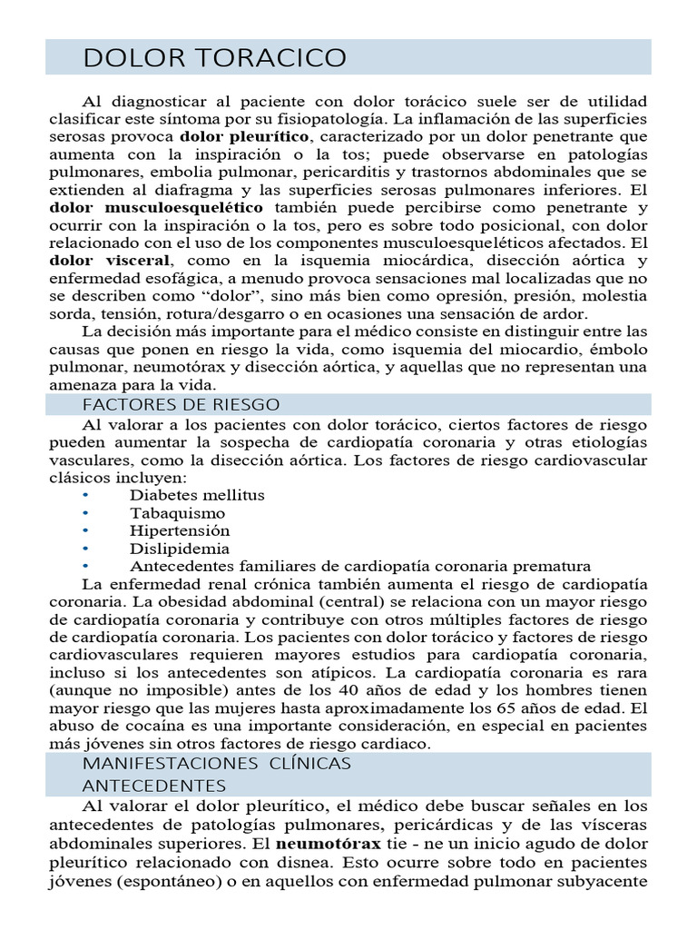 Causas y Evaluación del Dolor Torácico | PDF | Isquemia | Infarto de ...