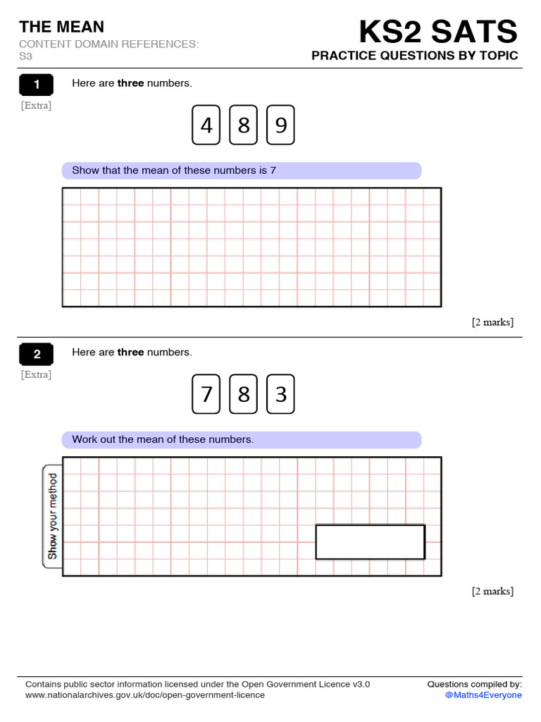 The Mean Ks2 Sats Questions 30097 | PDF