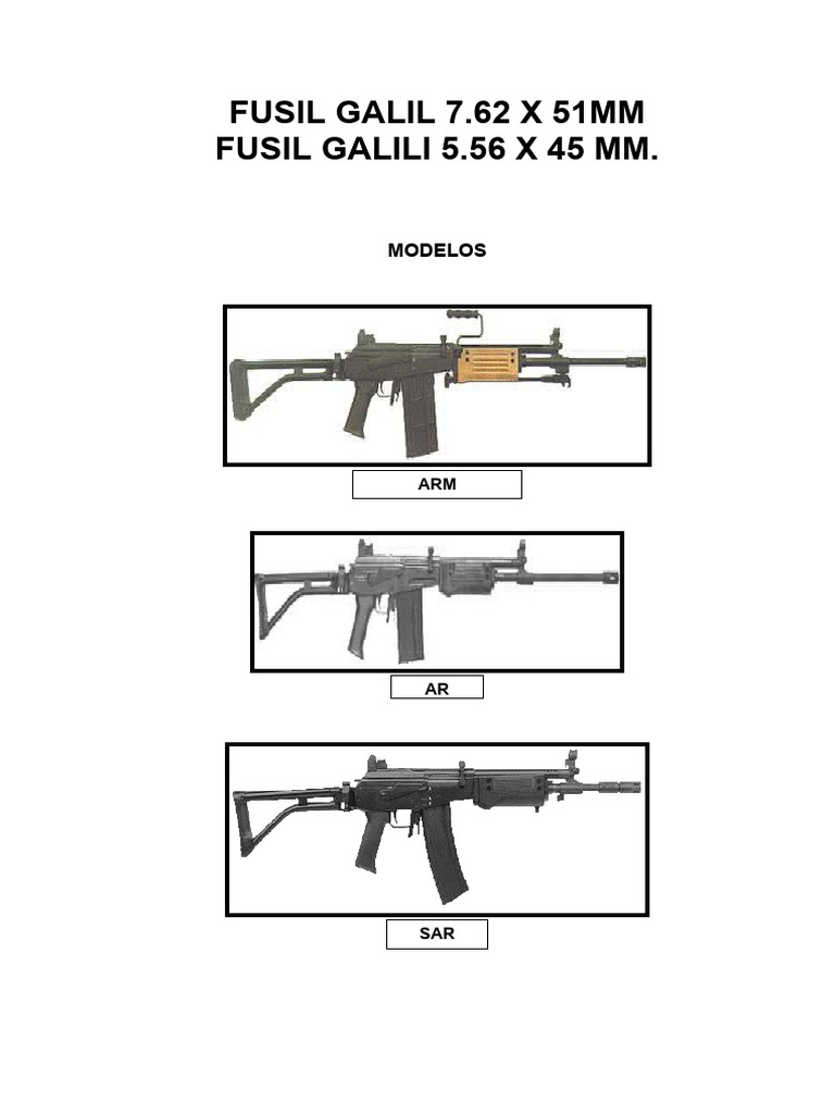 FUSIL GALIL | PDF | Rifle | Cartucho (armas de fuego)