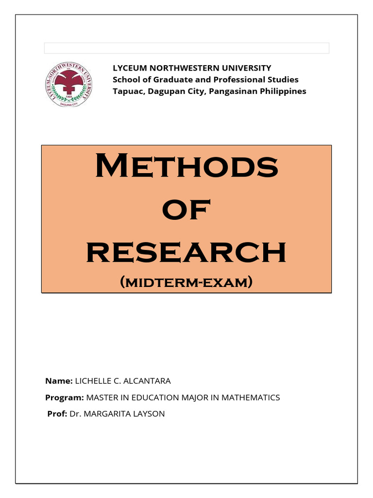 Research Methods Midterm Guide | PDF | Methodology | Data Analysis