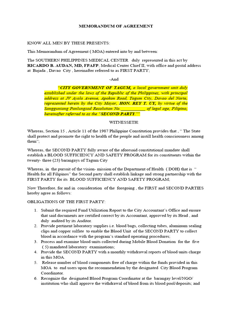 Moa Blood Subsidy SPMC | PDF