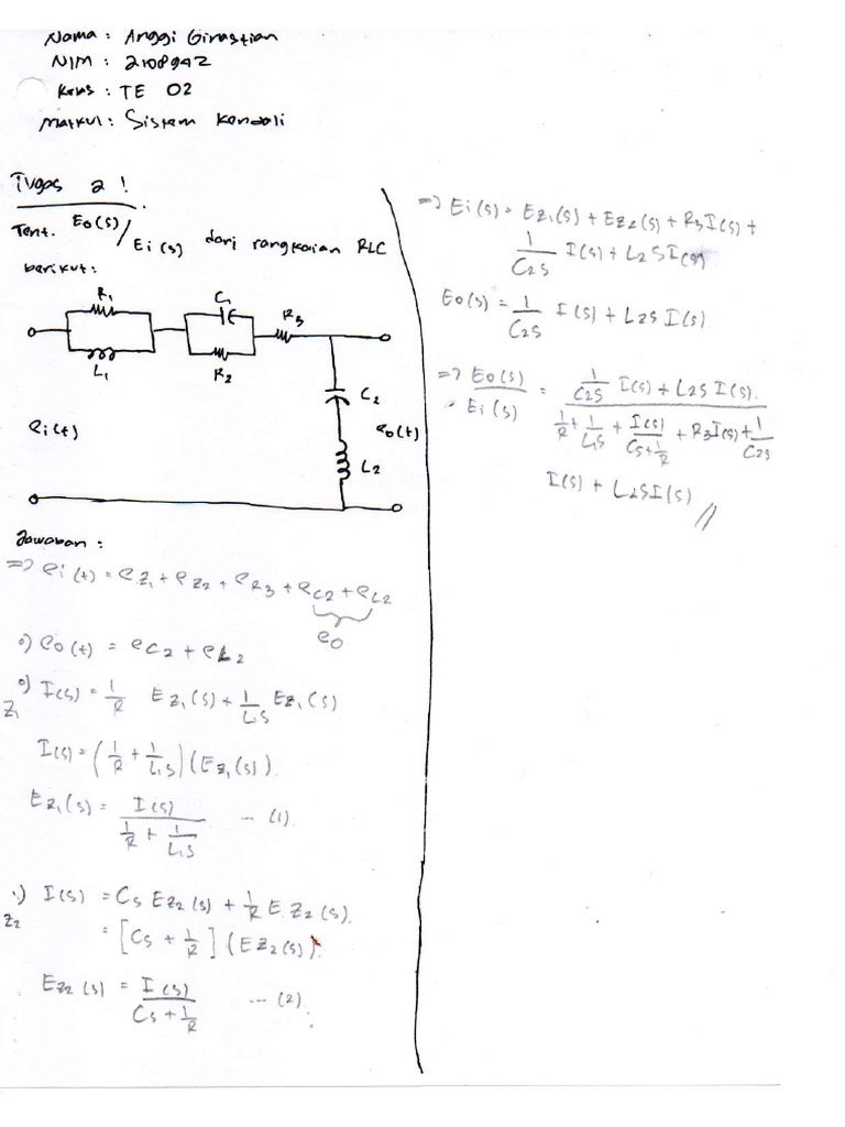 Anggi Ginastian - TE02-21 - Transformasi Laplace | PDF