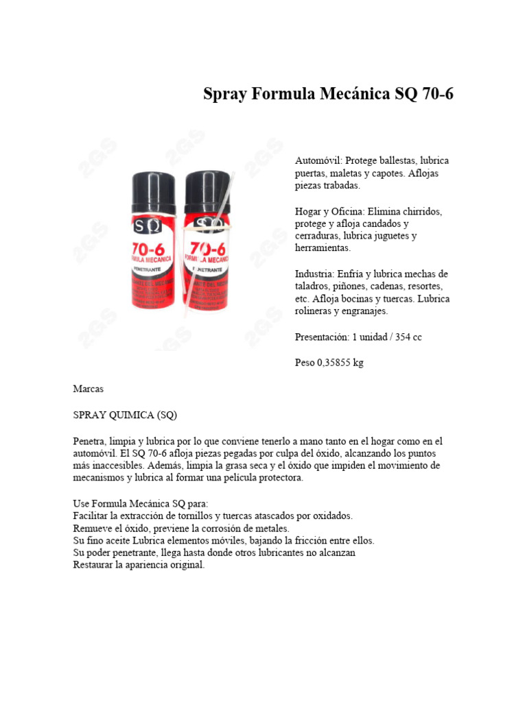 4.spray Formula Mecanica SQ 70 - 6 | PDF