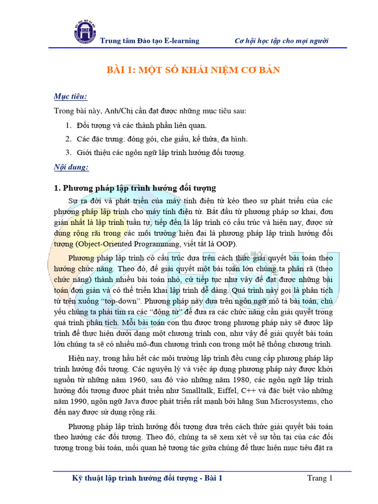 Bai 1-Mot So Khai Niem Co Ban | PDF