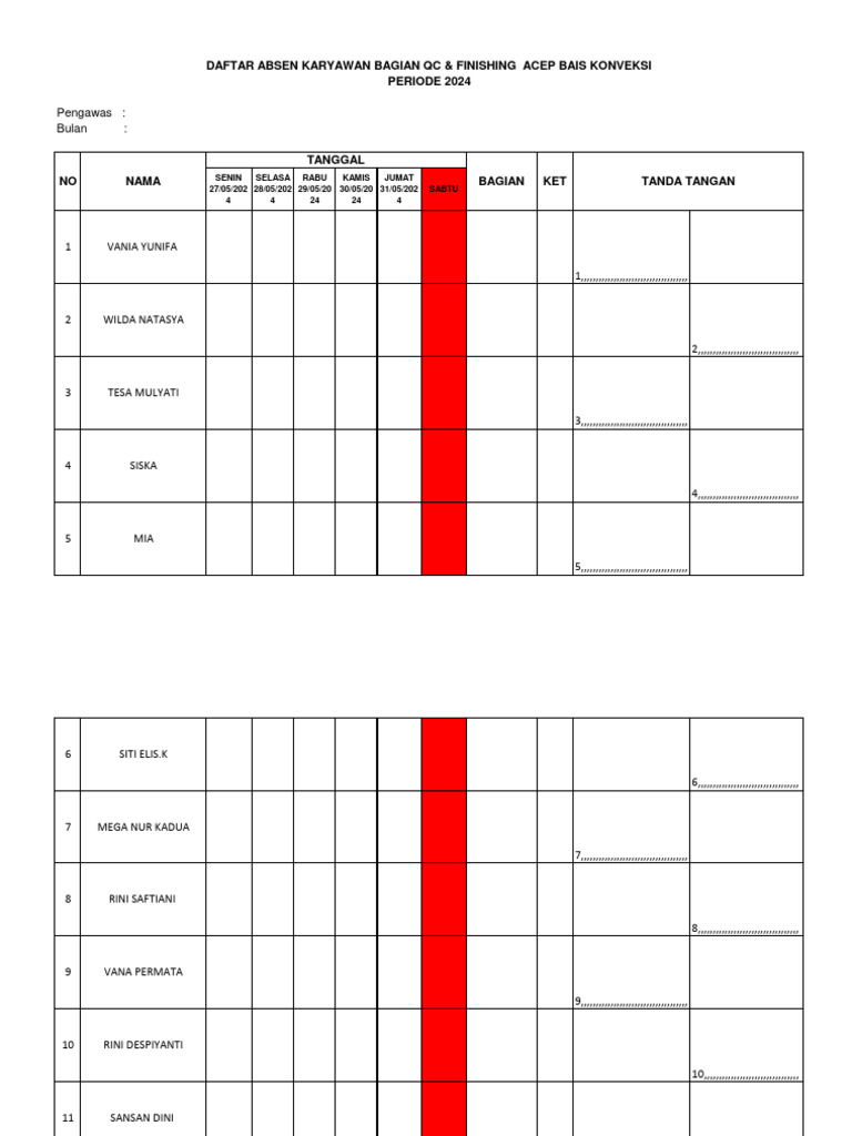 Data Absen Manual Bagian Gudang 5 | PDF | Bisnis | Griya & Taman