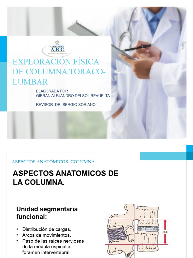 Exploracion Columna TL | PDF | La columna vertebral | Sistema ...