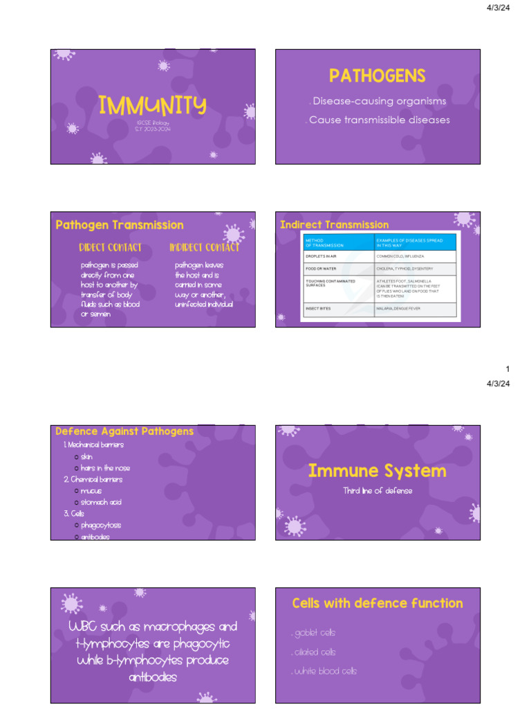Immunity and Pathogen Defense in IGCSE | PDF | Immune System | Antibody