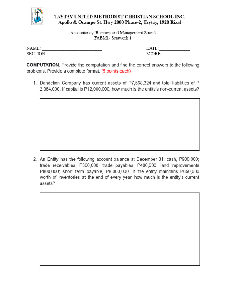 SW - Balance Sheet & Income Statement - Grade 11 | PDF | Finance ...