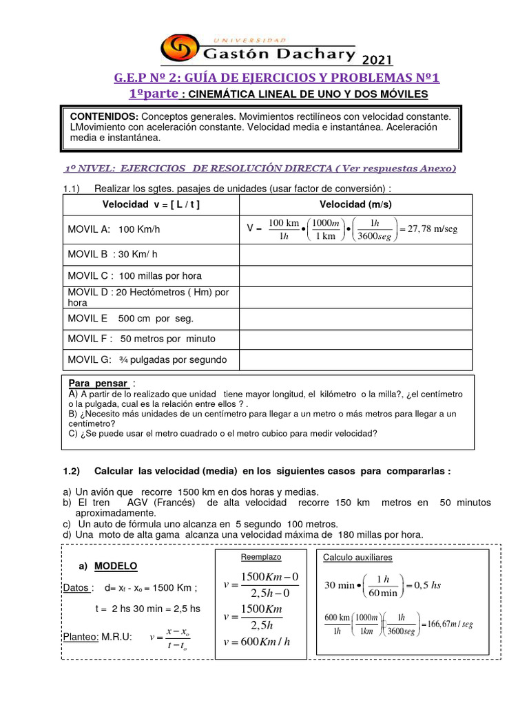 Gep 2.1 | Descargar gratis PDF | Velocidad | Aceleración