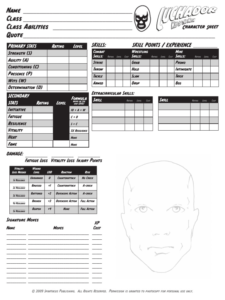 Lucha Character Sheets | Download Free PDF | Role Playing Games | Role Playing Video Games