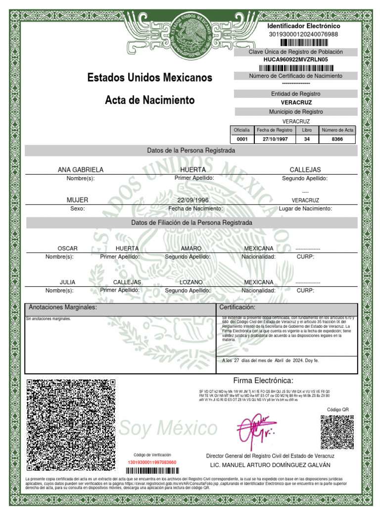 Huca960922mvzrln05 Acta de Gaby | PDF | Documento | Información del gobierno