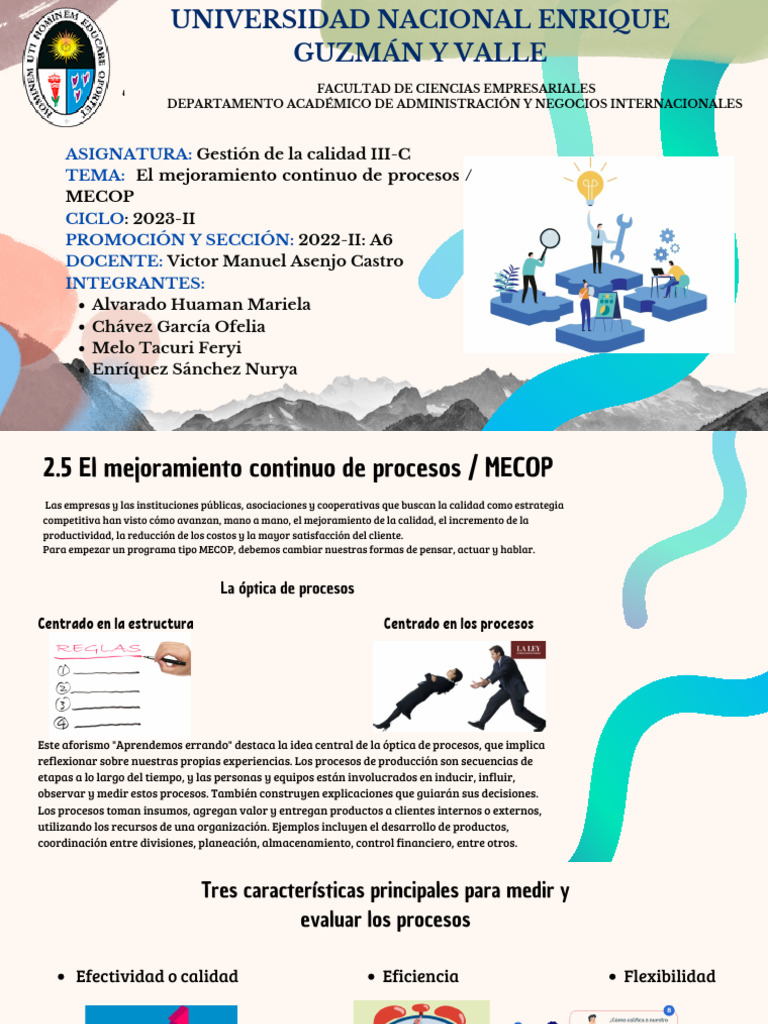 El Mejoramiento Continuo de Procesos MECOP | PDF | Gestión de la calidad | Business